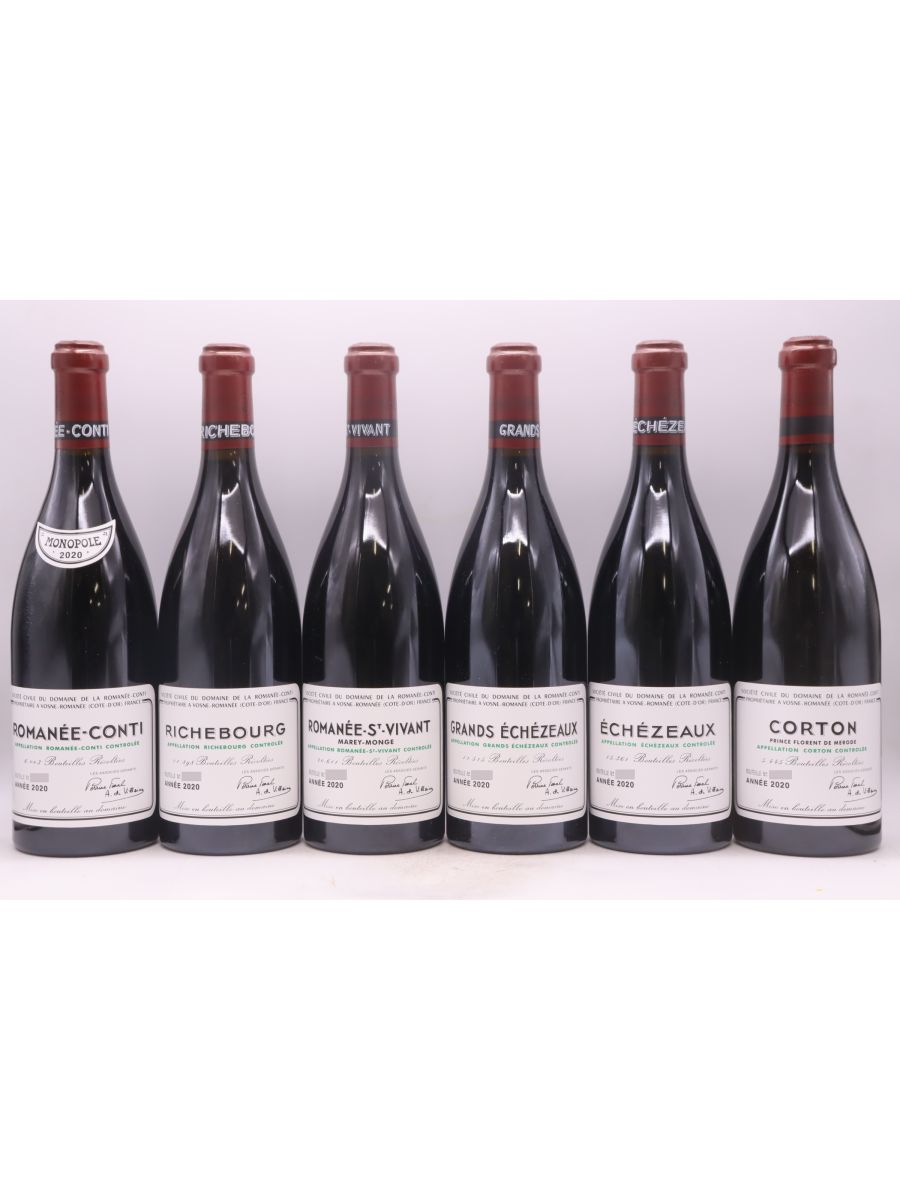 Romanée Conti 2020 Assortiment 6 bouteilles (1RC, 1GE, 1E, 1C, 1RSV, 1R)